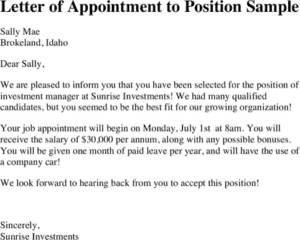 12+ Sample Appointment Letters - Writing Letters Formats & Examples